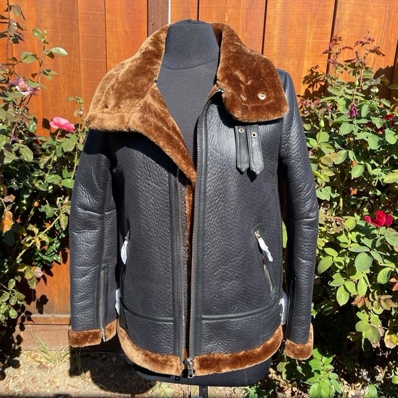 Zara | Jackets & Coats | Zara Aviator Jacket With Faux Fur Lining ...